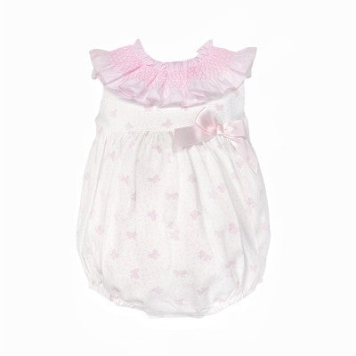 SS25 Baby Girls Pink Bow Romper | Spanish Designer Clothing – Dainty ...