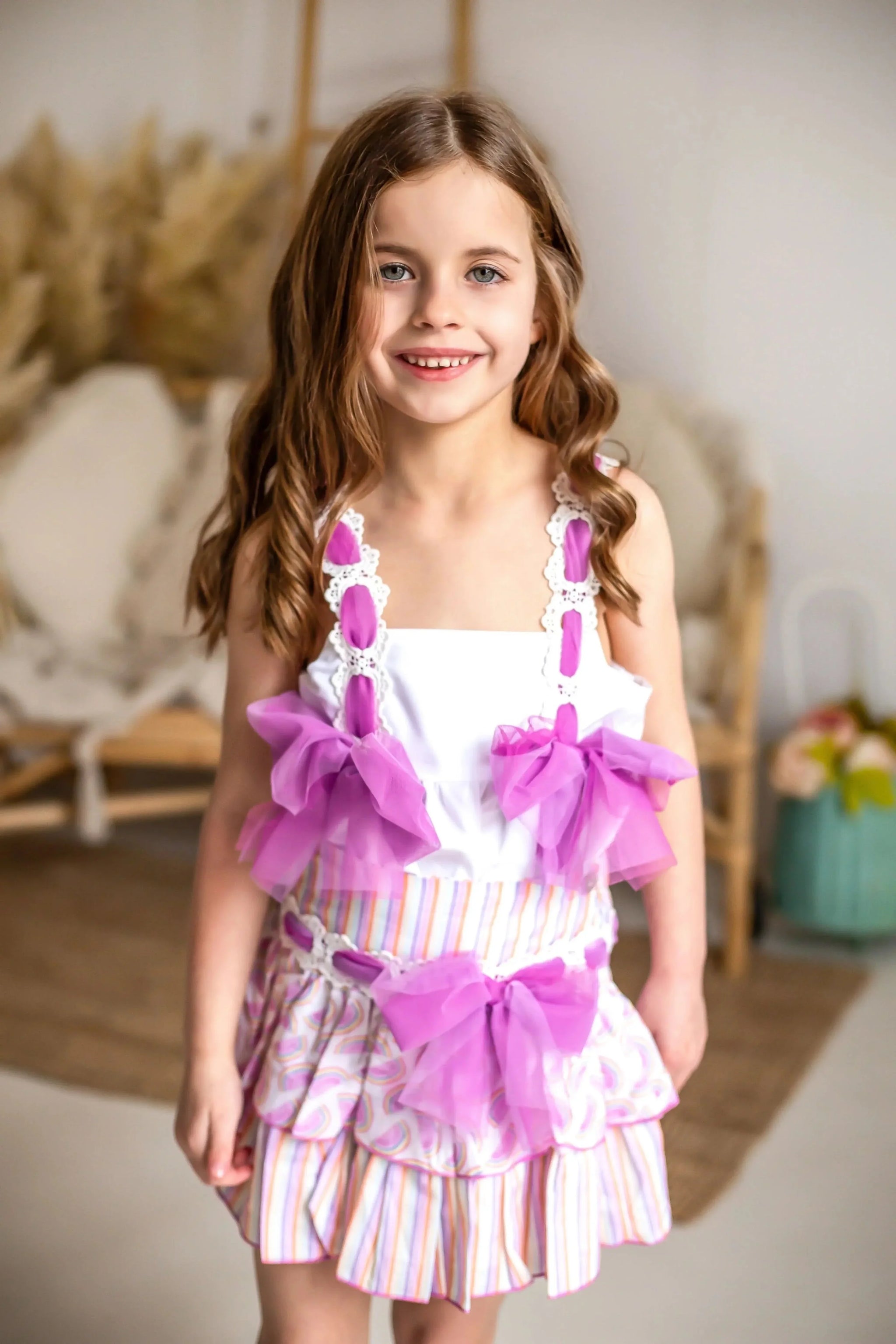 SS25 Babine Girls Melon Tulle Skirt Set